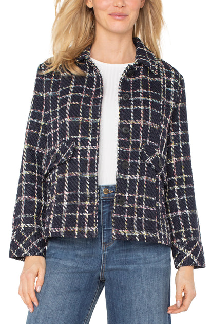 Liverpool Pleat Back Plaid Jacket | Barbara Jeans